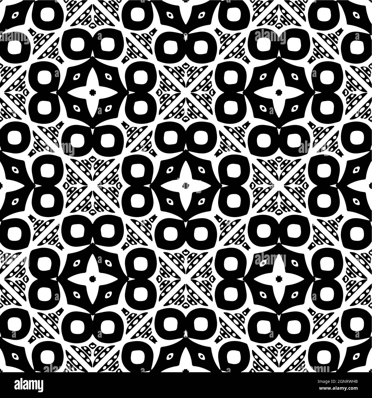 Flower geometric pattern. Seamless vector background. White and black ...