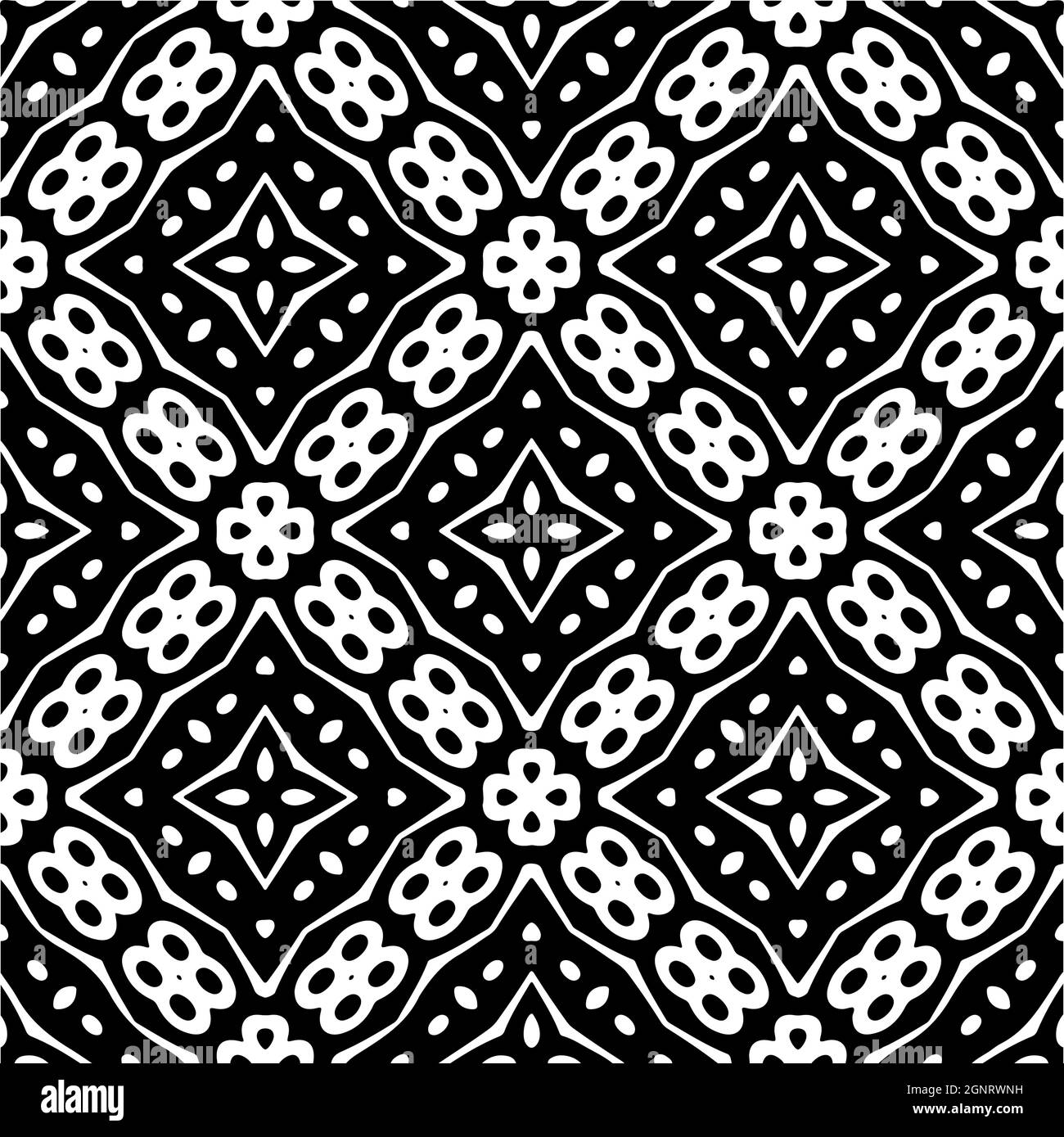 Flower geometric pattern. Seamless vector background. White and black ...