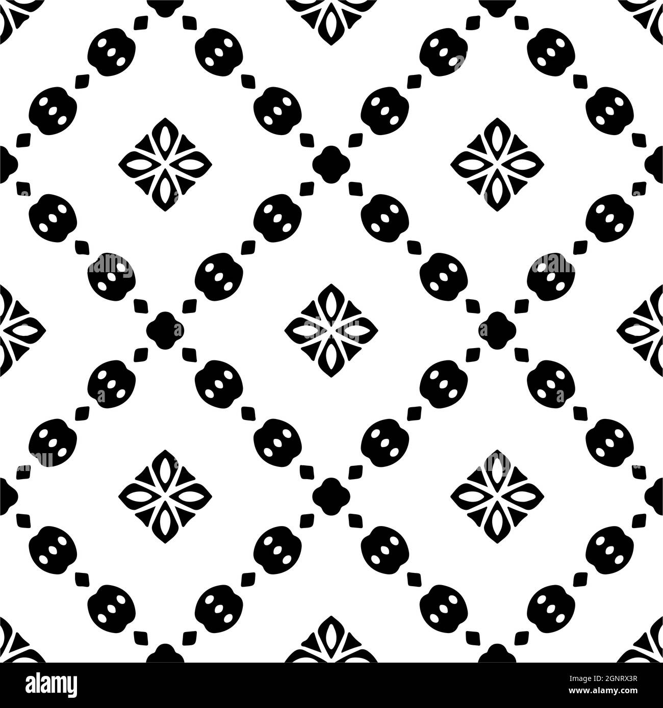 Flower geometric pattern. Seamless vector background. White and black ...
