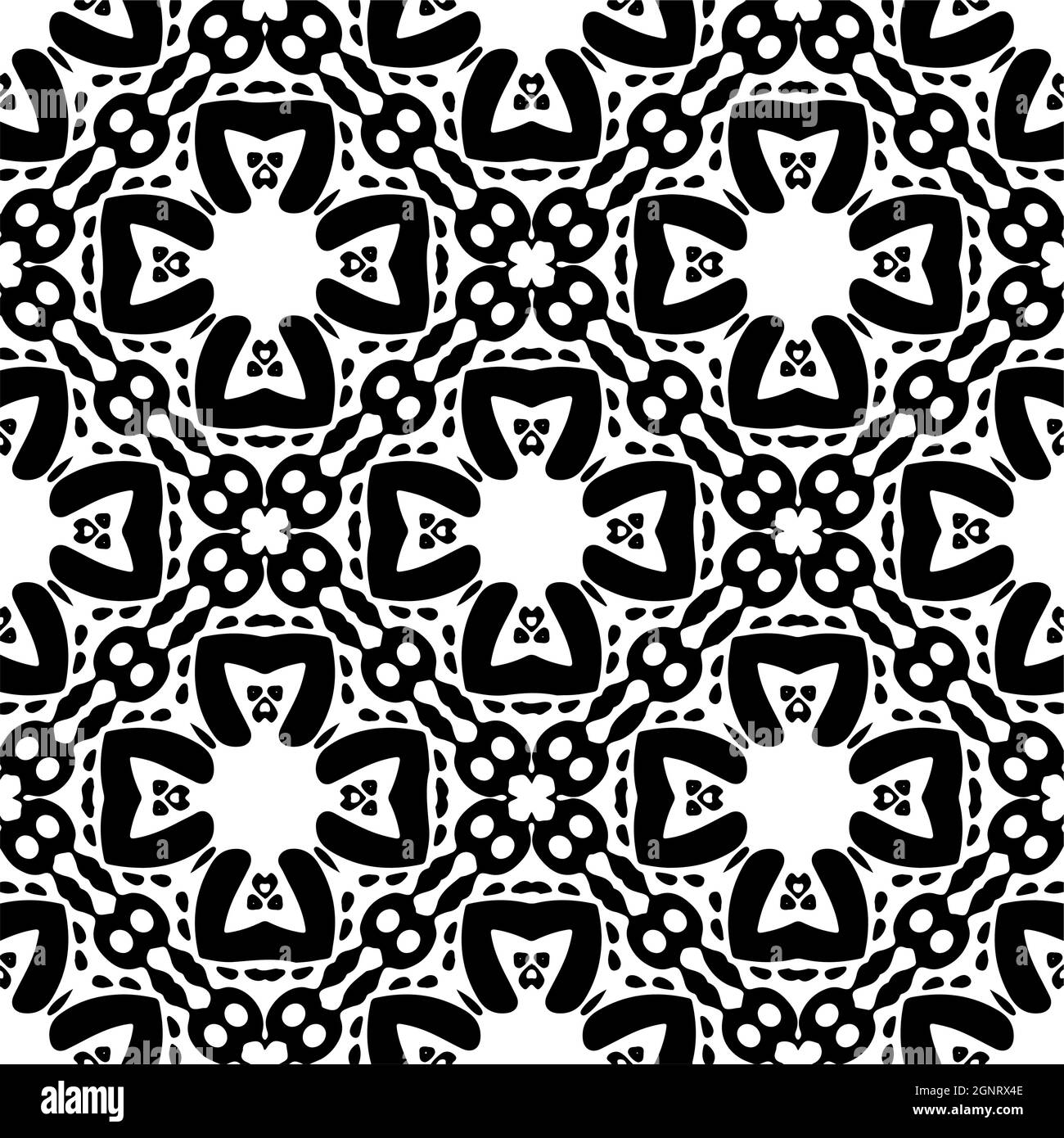 Flower geometric pattern. Seamless vector background. White and black ...