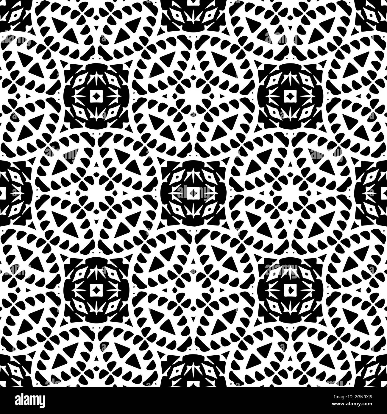 Flower geometric pattern. Seamless vector background. White and black ...