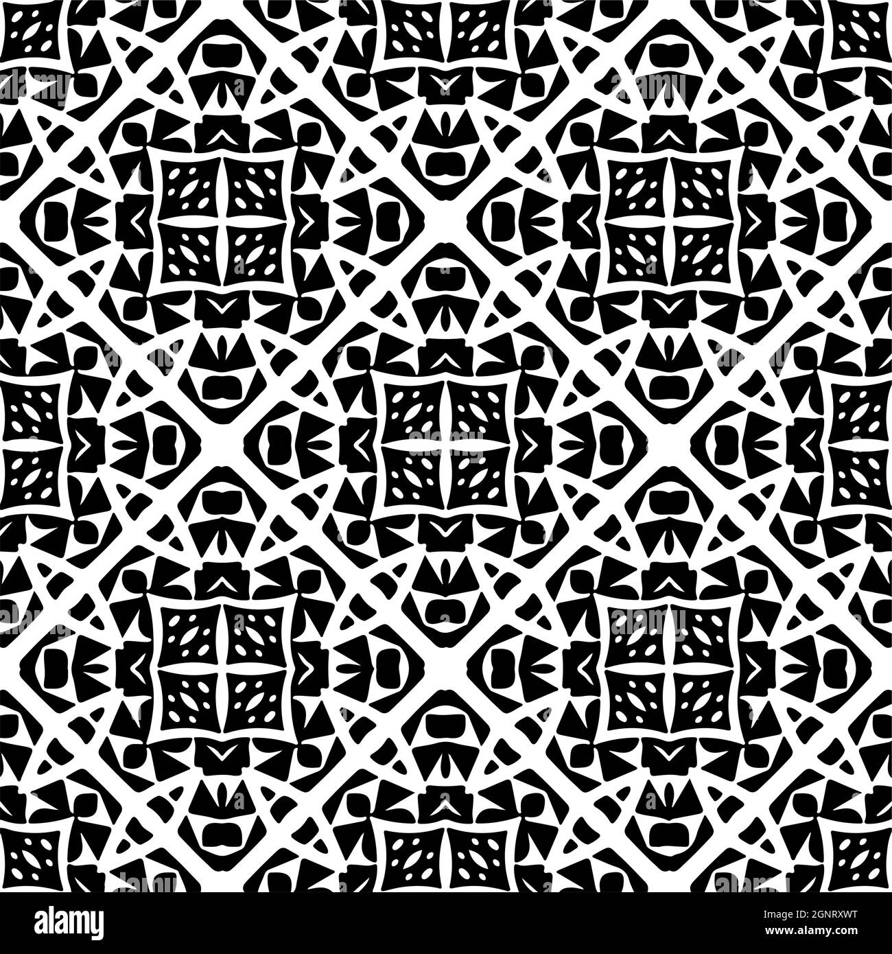 Flower geometric pattern. Seamless vector background. White and black ...