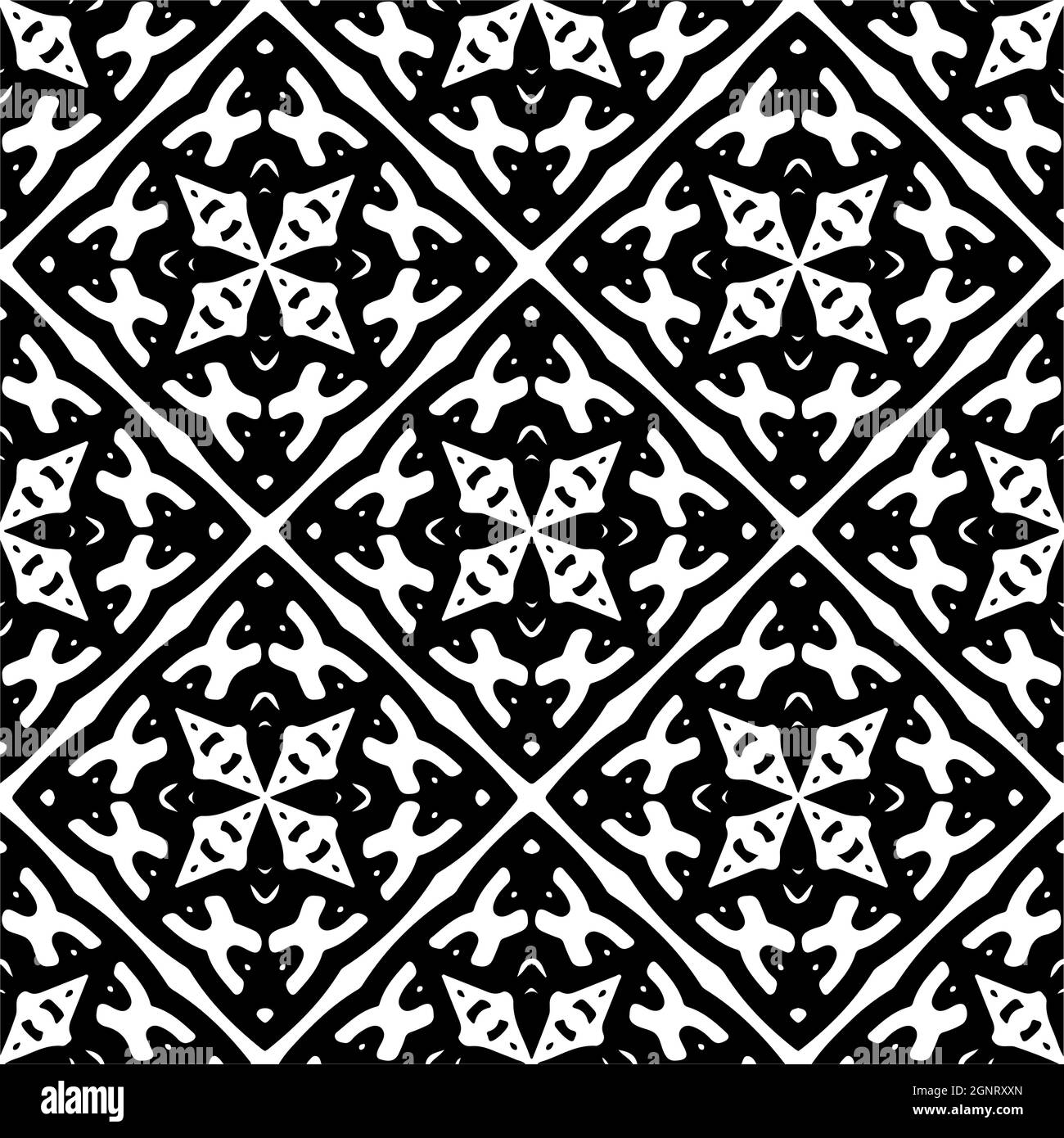 Flower geometric pattern. Seamless vector background. White and black ...