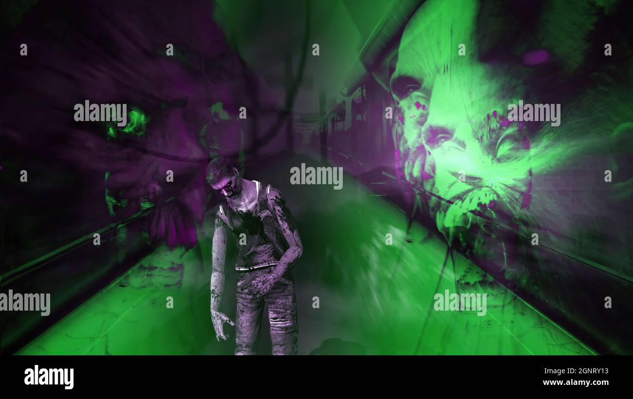 3d illustration - Horror Zombie With Effects Stock Photo - Alamy