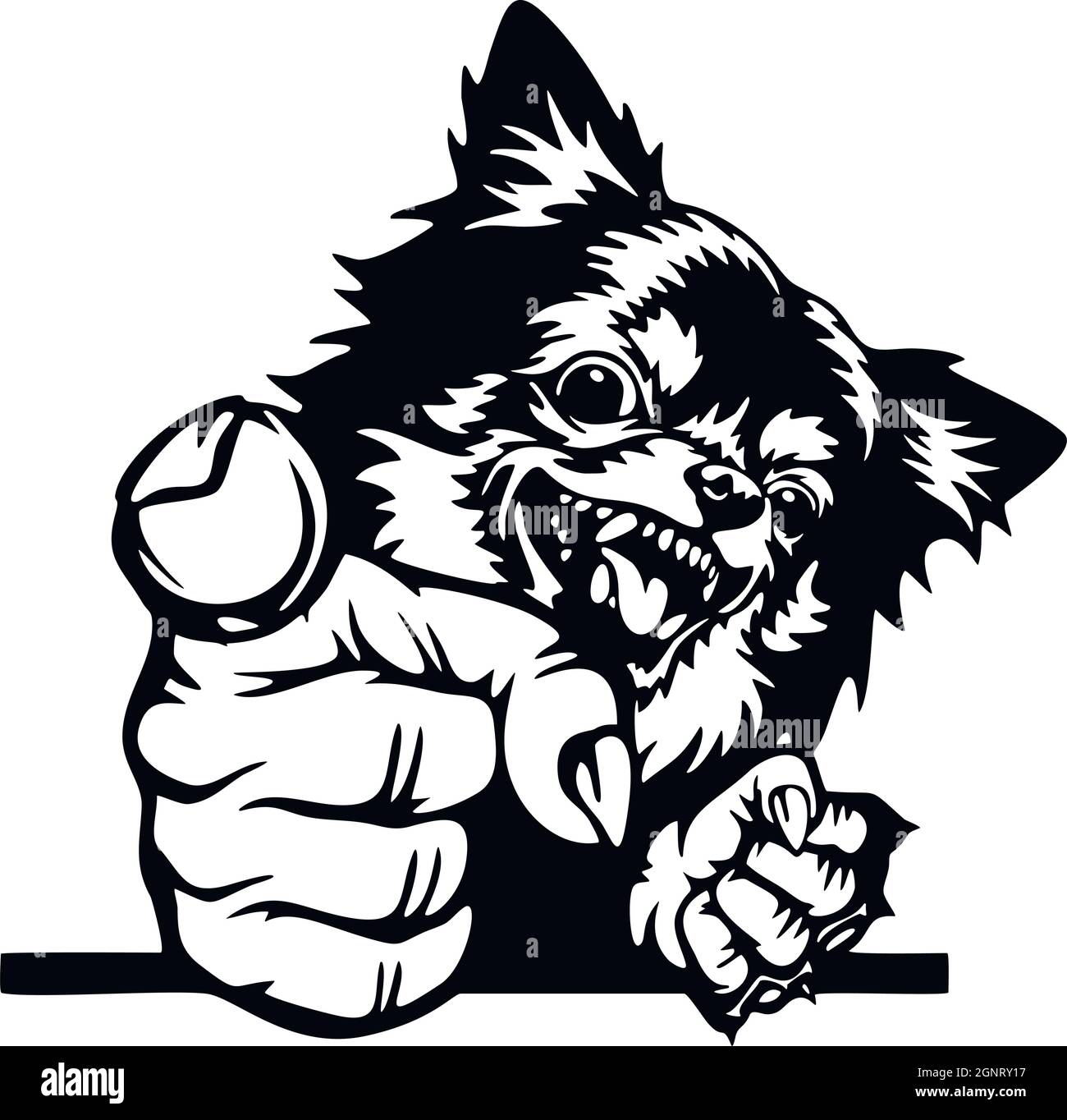 Angry Chihuahua - bad dog with gun - vector stencil. Head of dog with ...