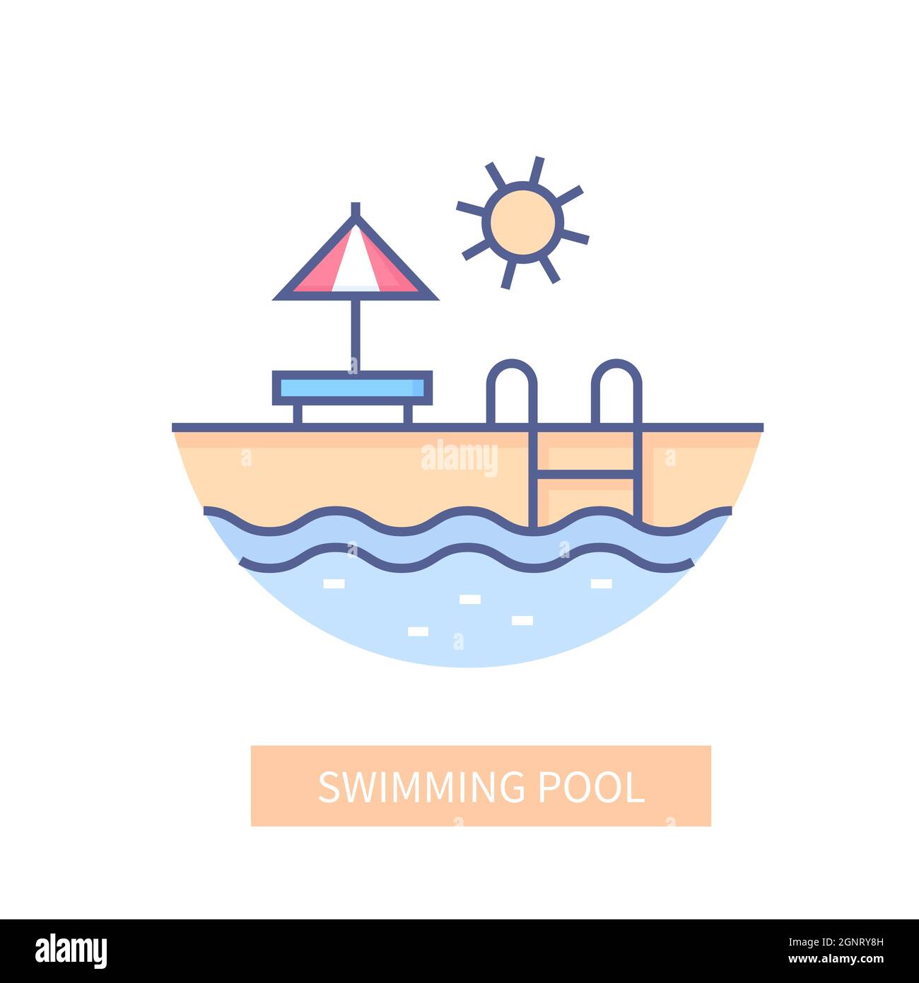 Swimming pool - modern line design style icon on white background. Neat ...