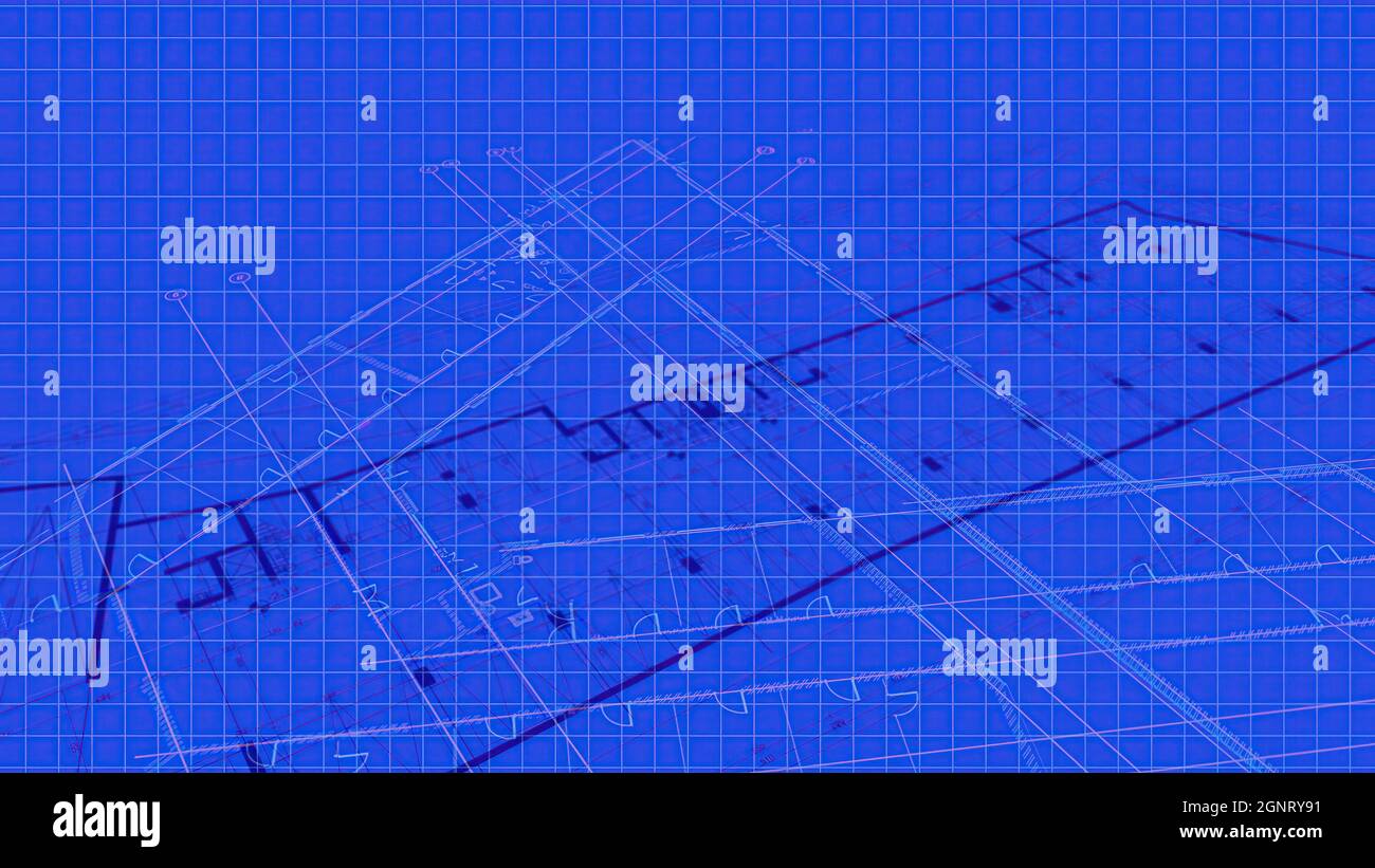 3d illustration - Technical Drawing of floor design being drawn with ...