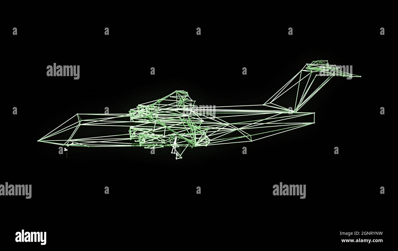3d illustration - Technical Drawing of airplane design being drawn with ...