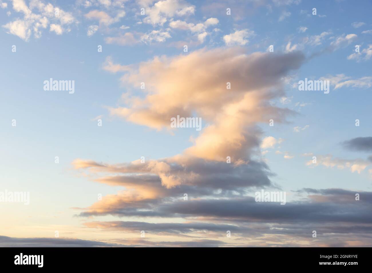 View of colorful cloudscape during dramatic sunset Stock Photo - Alamy