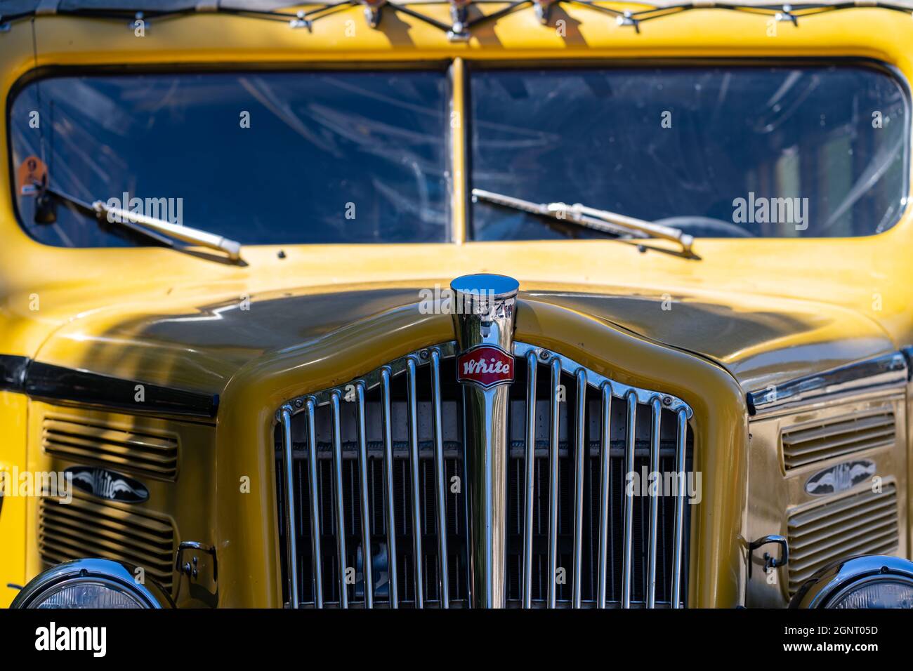 1936 white model 706 yellowstone national park tour bus hi-res stock ...