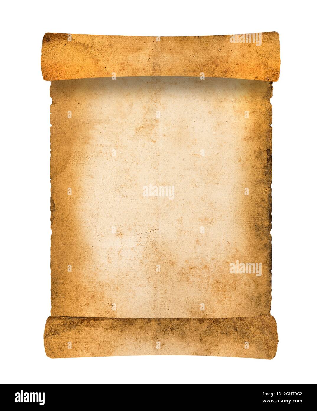 Old rolled parchment isolated on white Background Stock Photo - Alamy