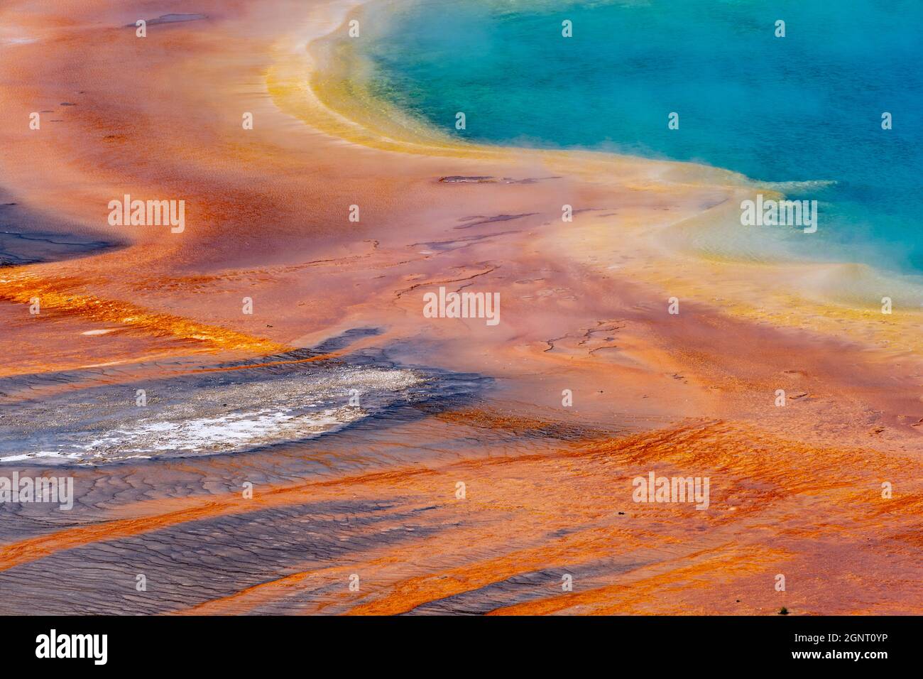 Abstract colorful view of Grand Prismatic Spring and its rainbow colors ...