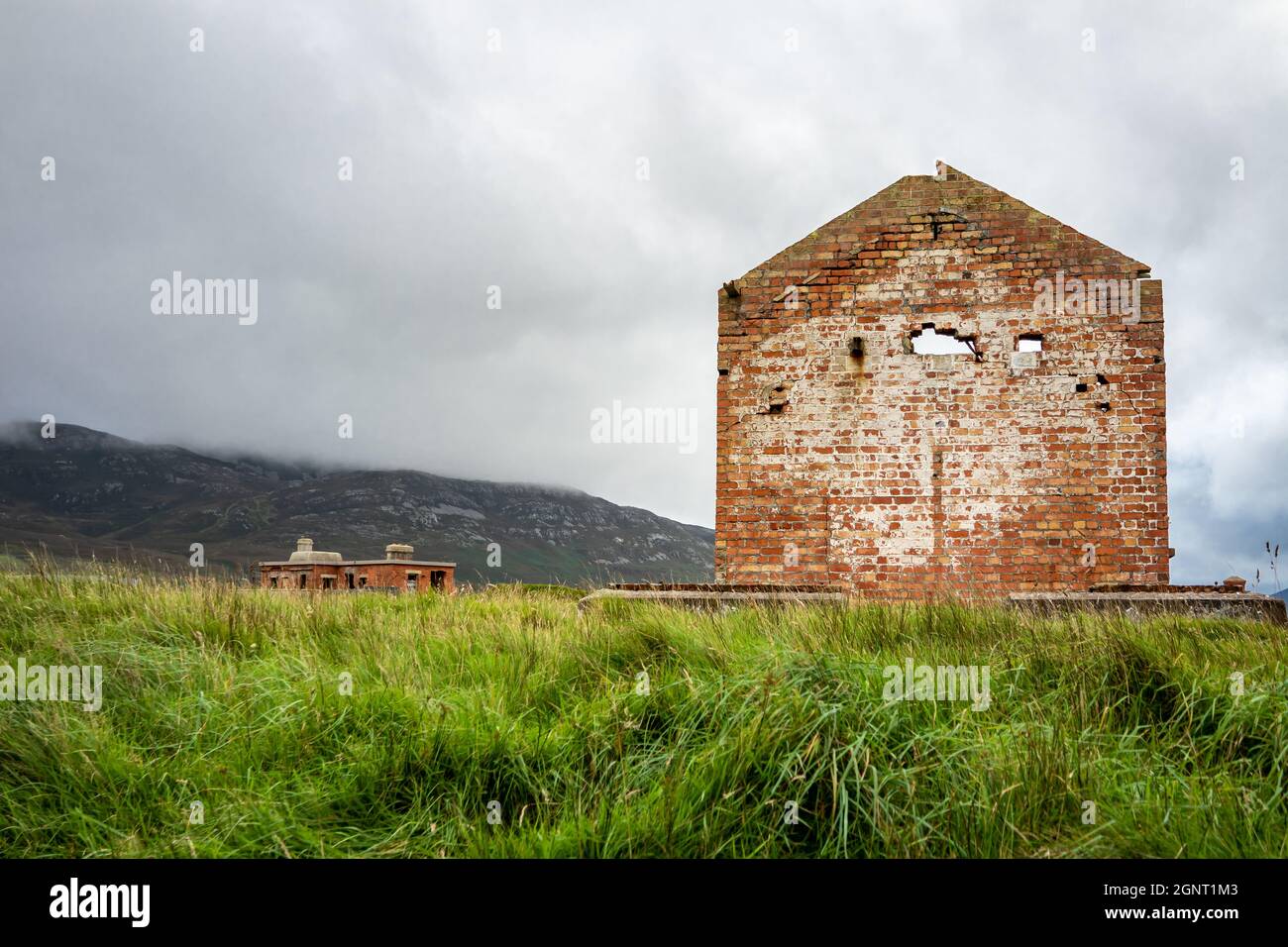 The ruins of Lenan Head fort at the north coast of County Donegal ...