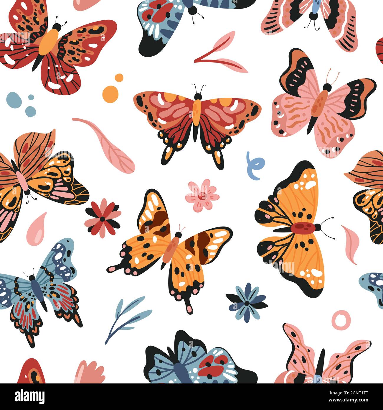 Cartoon Flowers And Butterflies