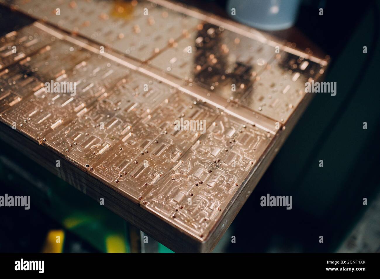 Copper metal plate blanks board for transistors and chips Stock Photo ...