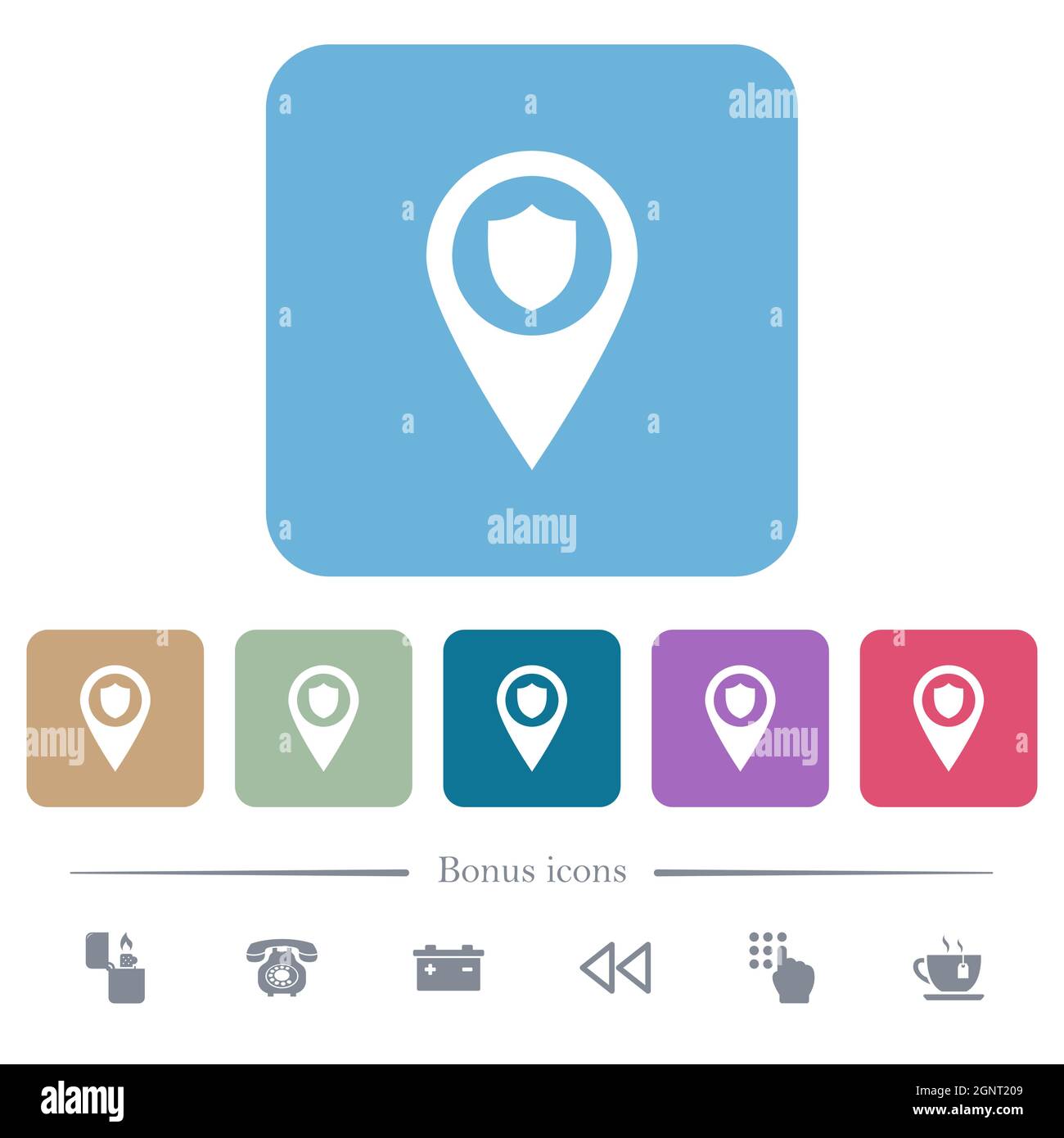 Police station GPS map location white flat icons on color rounded ...