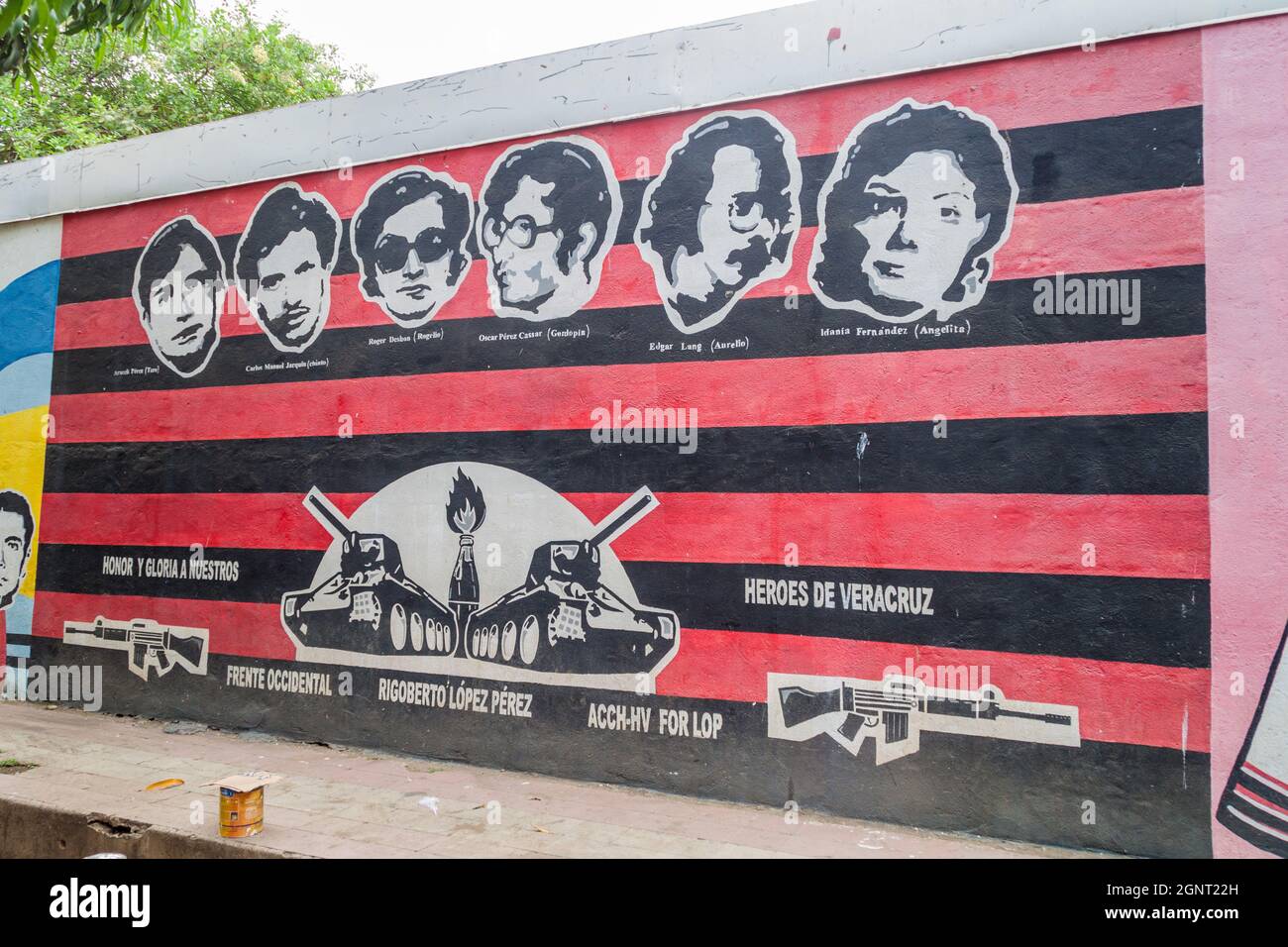 LEON, NICARAGUA - APRIL 25, 2016: Mural with nicaraguan freedom ...