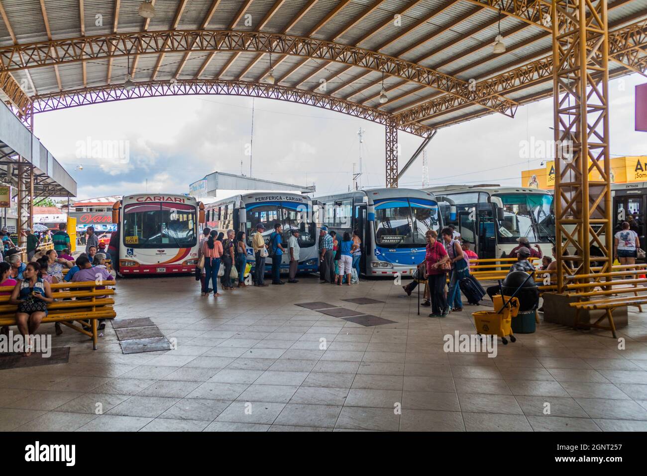 CARIARI, COSTA RICA - MAY 14, 2016: View of buses at the bus station in ...