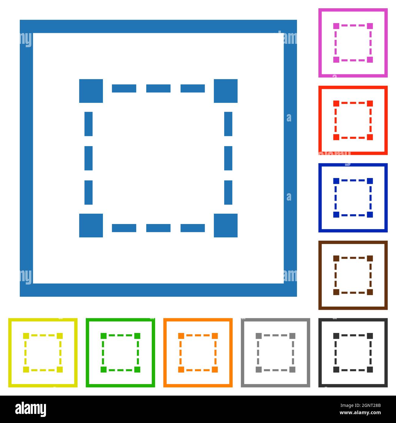 Selection tool solid flat color icons in square frames on white ...