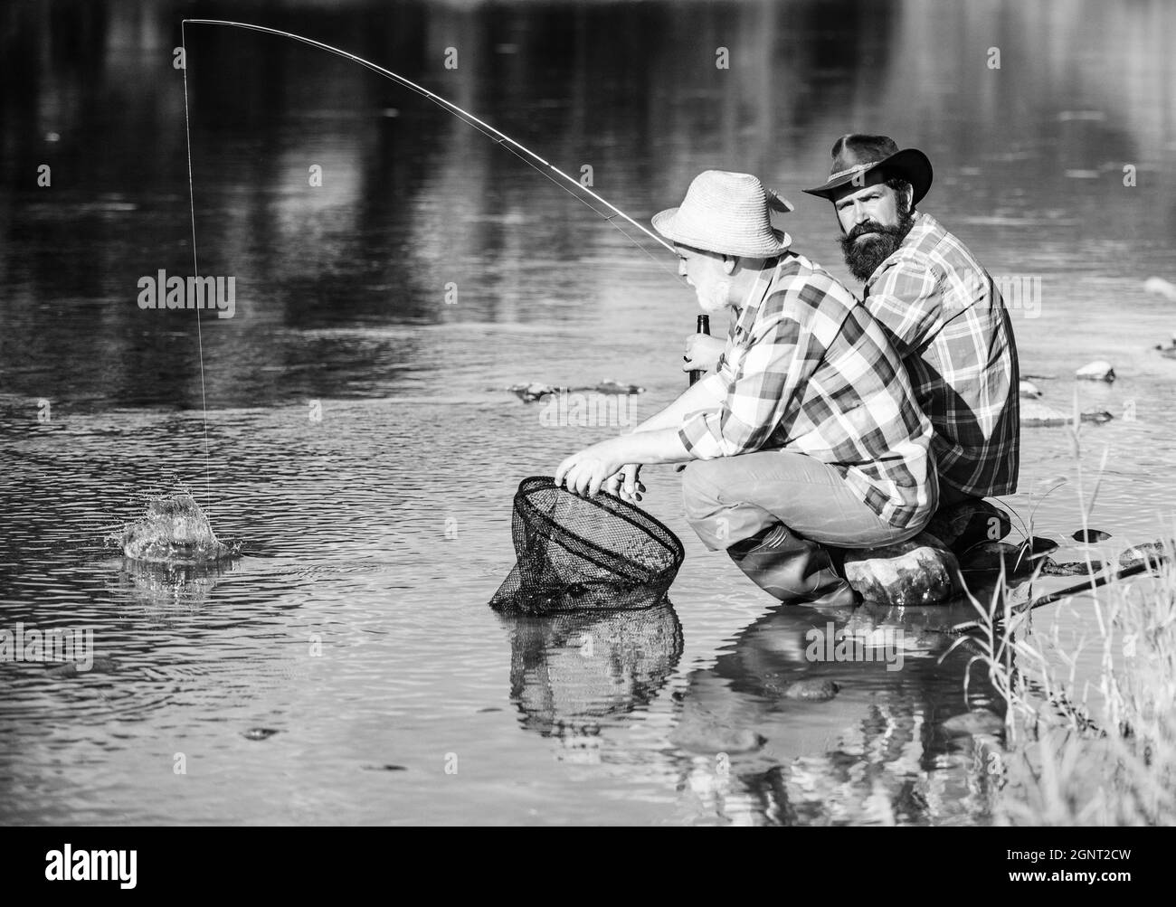Commercial fishing boat happy Black and White Stock Photos & Images - Alamy