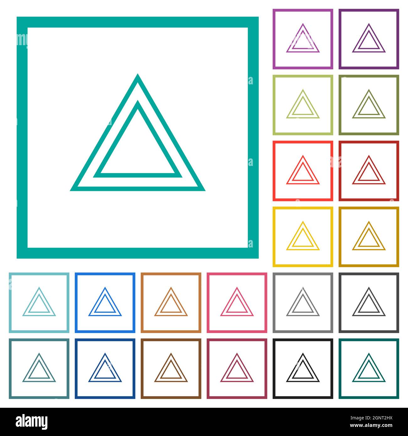 Traffic emergency triangle flat color icons with quadrant frames on ...
