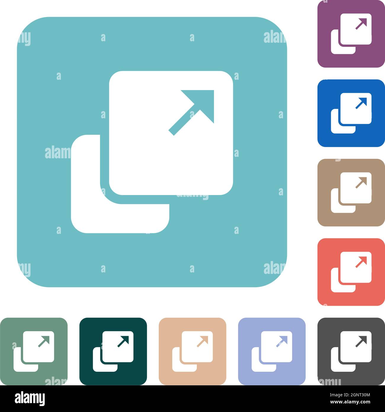 Extend element solid white flat icons on color rounded square ...