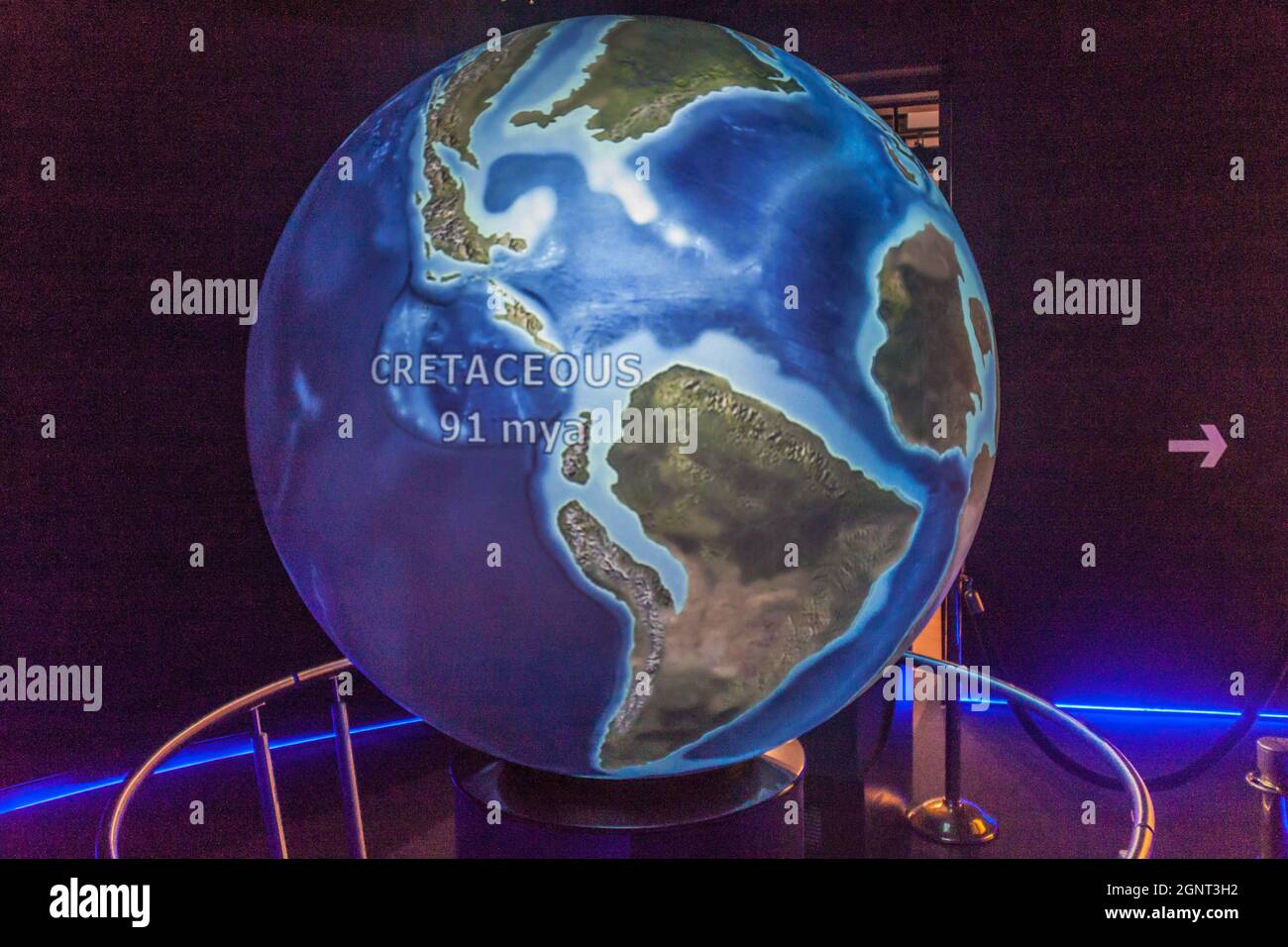 PANAMA CITY, PANAMA - MAY 27, 2016: Earth's geological history model in ...