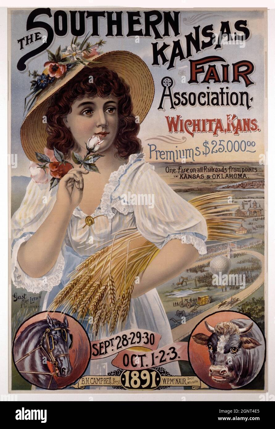 Click on vintage American exhibition poster - Southern Kansas Fair ...