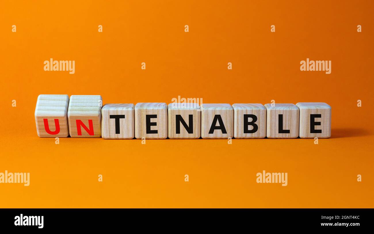 Tenable or untenable symbol. Turned wooden cubes and changed the word ...