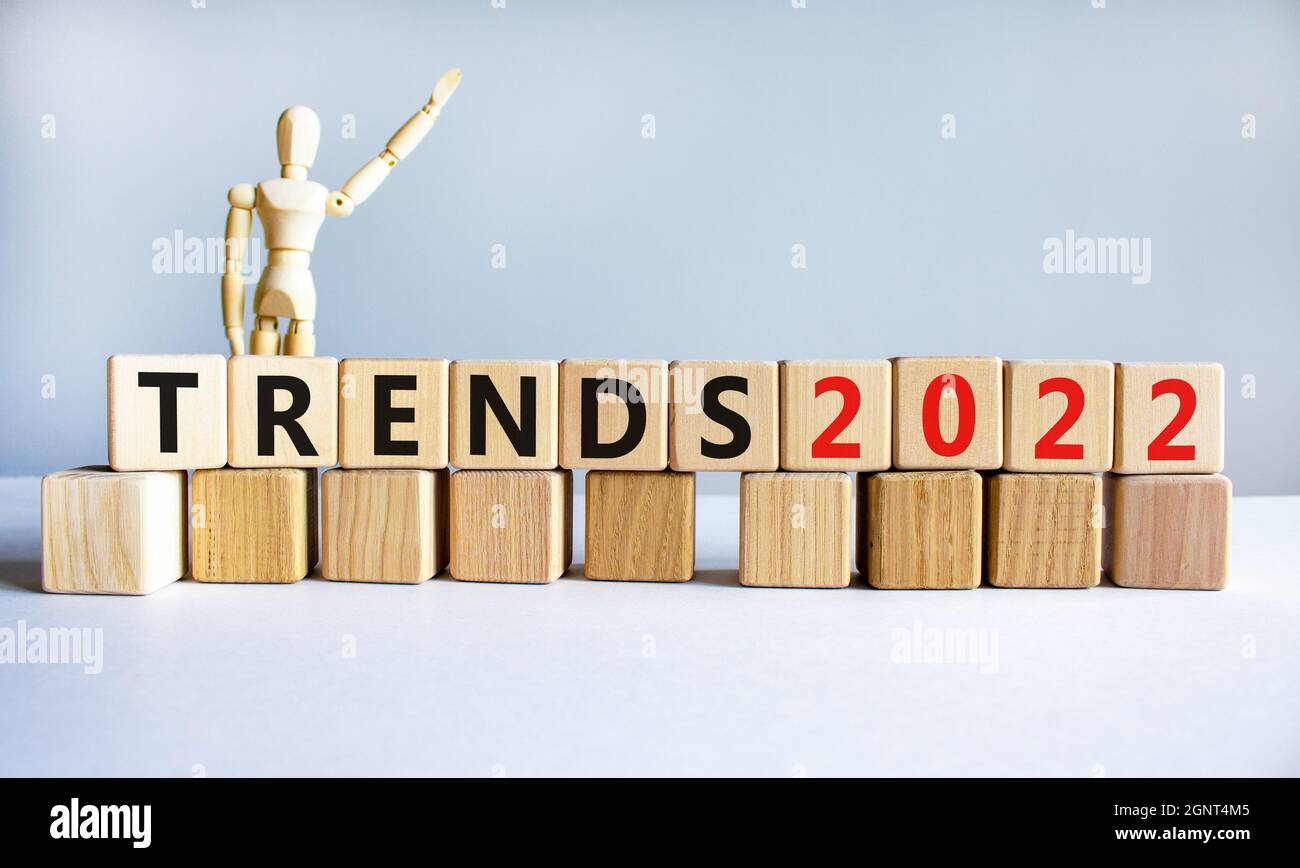 Business concept of 2022 trends symbol. Words 'Trends 2022' on wooden ...