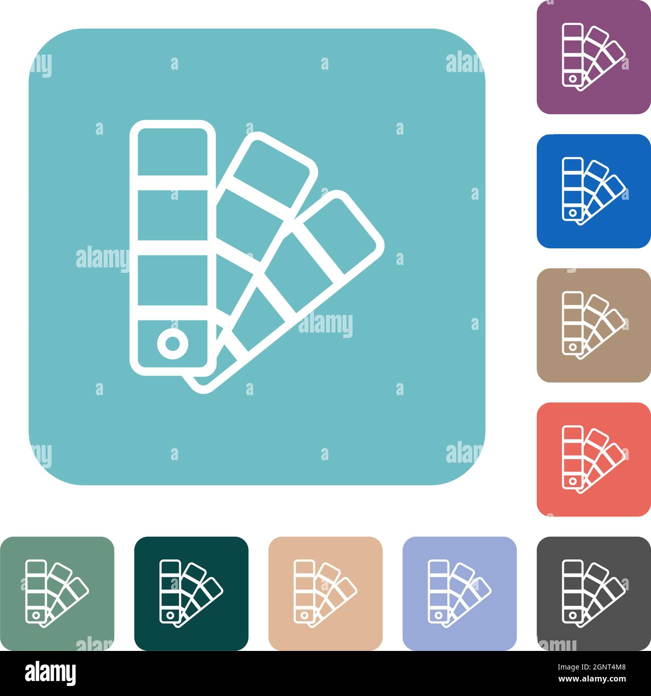 Color swatch outline white flat icons on color rounded square ...