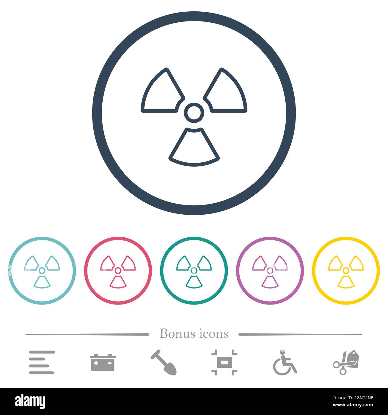 Radiation outline flat color icons in round outlines. 6 bonus icons ...