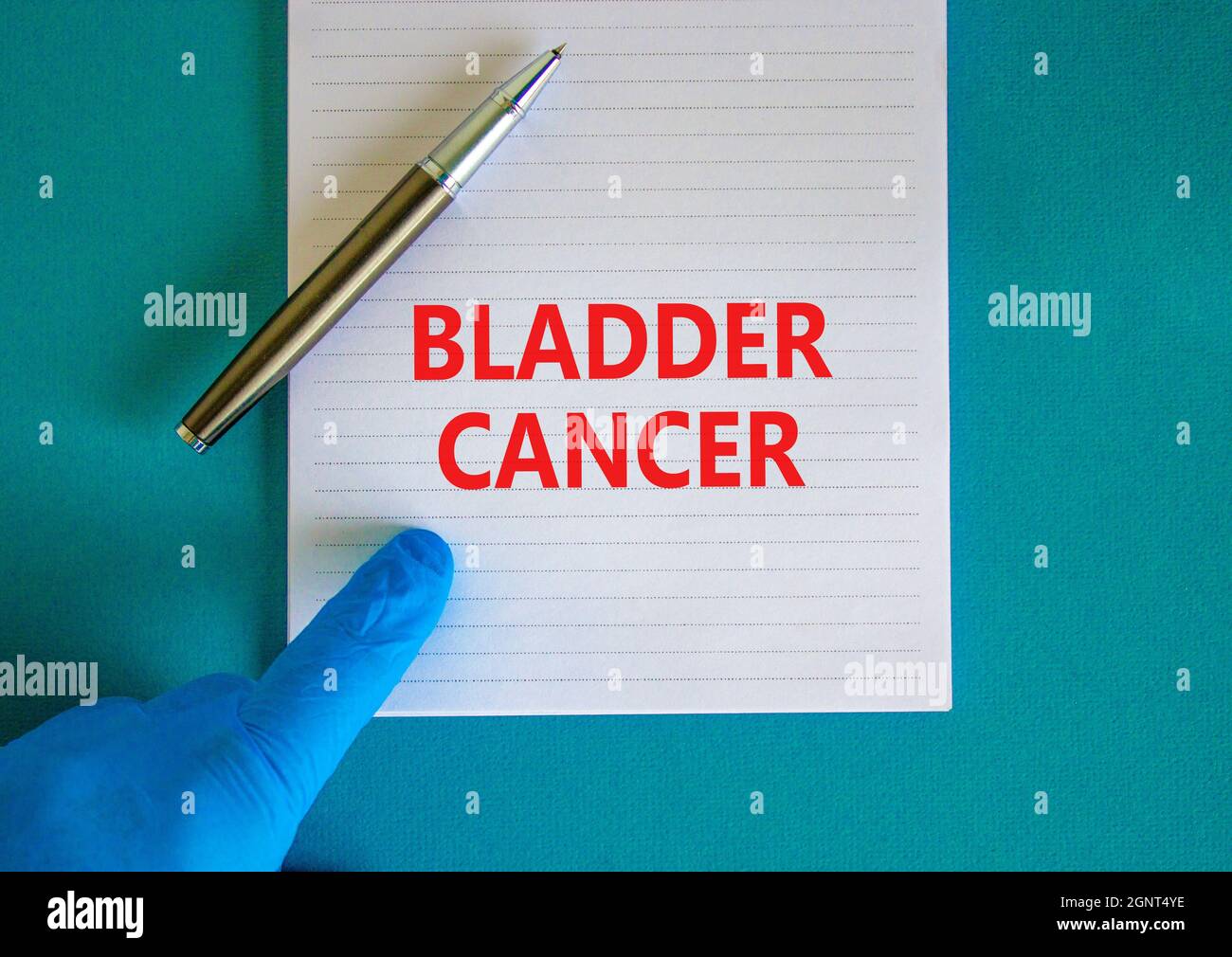 Bladder cancer symbol. White note with words Bladder cancer, beautiful ...