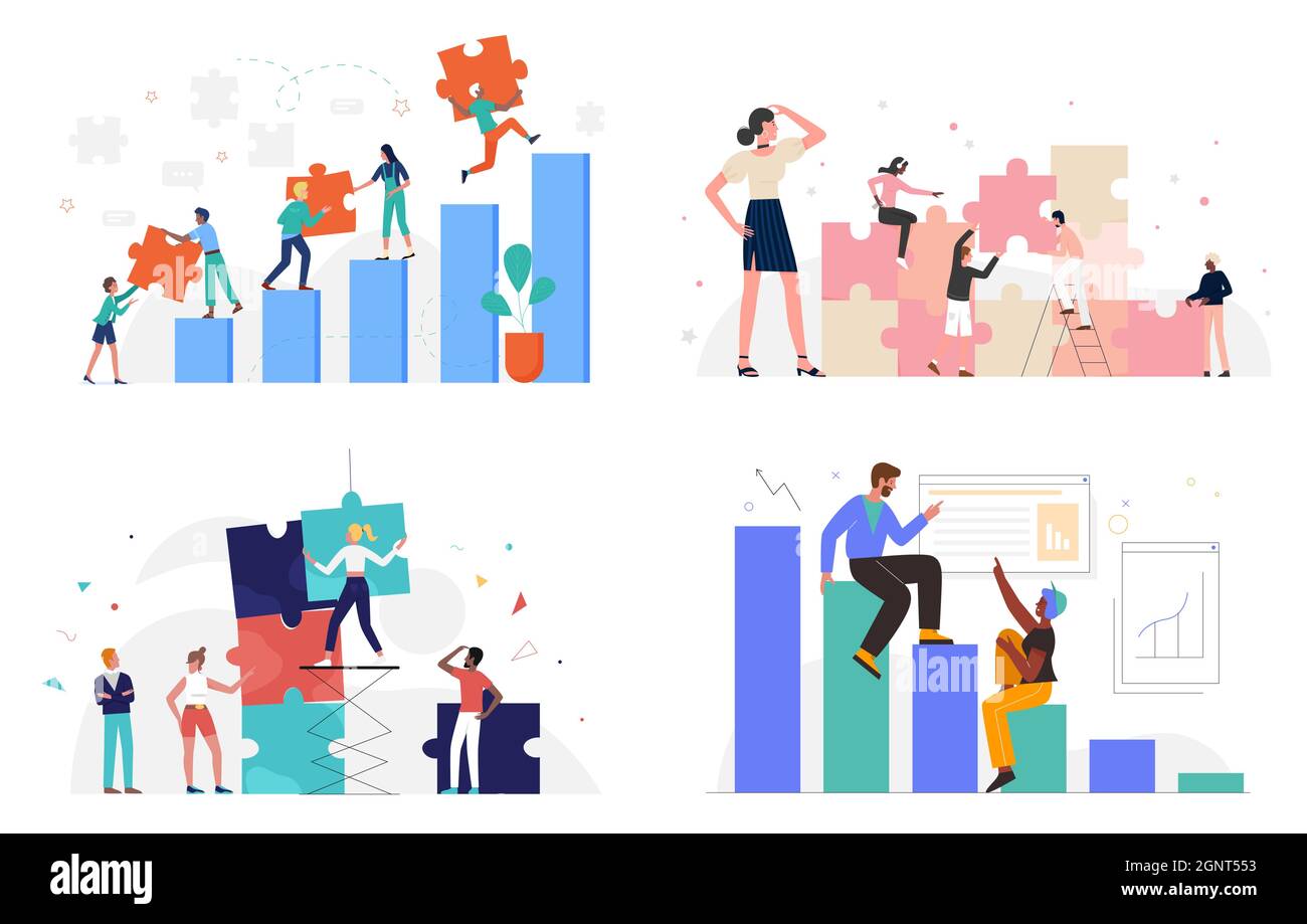 Business people build success collaboration, partnership concept set ...