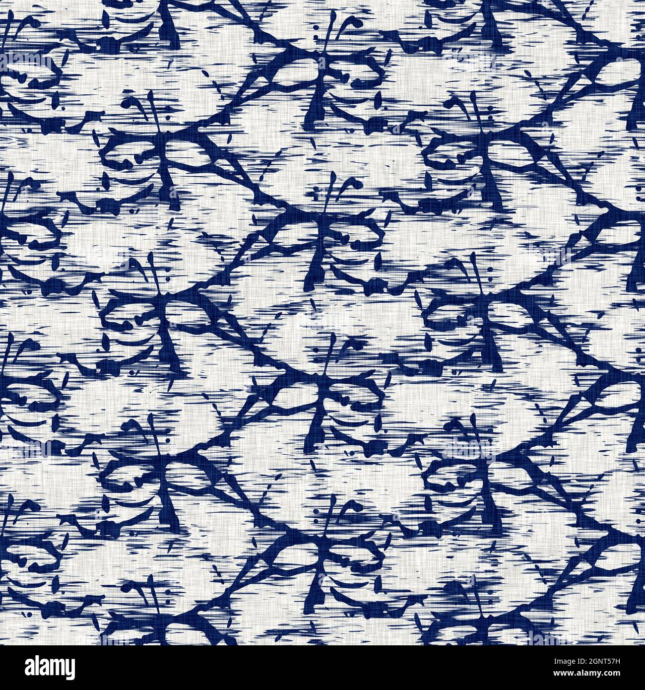 Indigo dyed fabric flower pattern texture. Seamless textile fashion ...