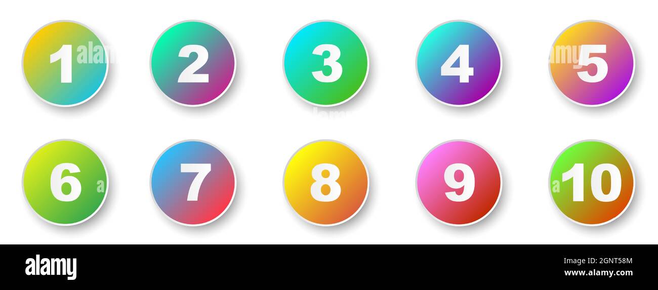 Number bullet points 1 to 10. Creative 3d markers set. Vector ...