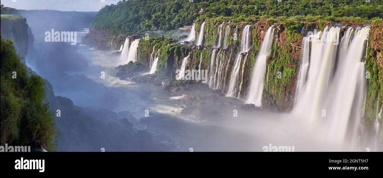 Iguazu waterfalls overview from devils mouth Stock Photo - Alamy
