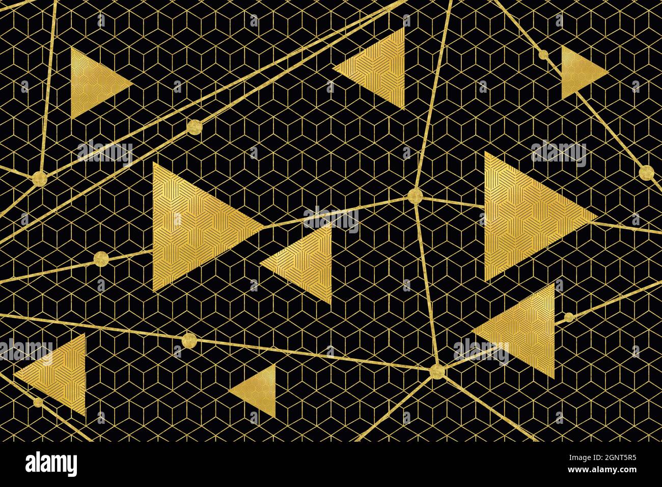 3d modern abstract wallpaper mural. Golden lines, Geometric forms with ...