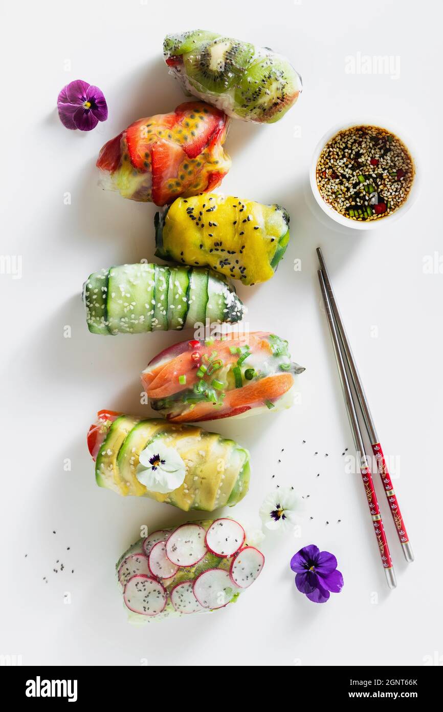 Delicious summer fruits spring rolls hi-res stock photography and ...