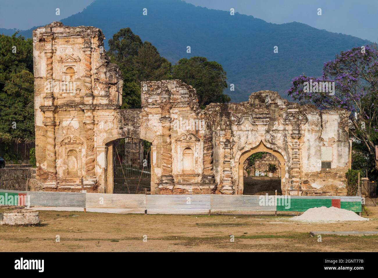 Ruins of Candelaria church in Antigua Guatemala town, Guatemala Stock ...