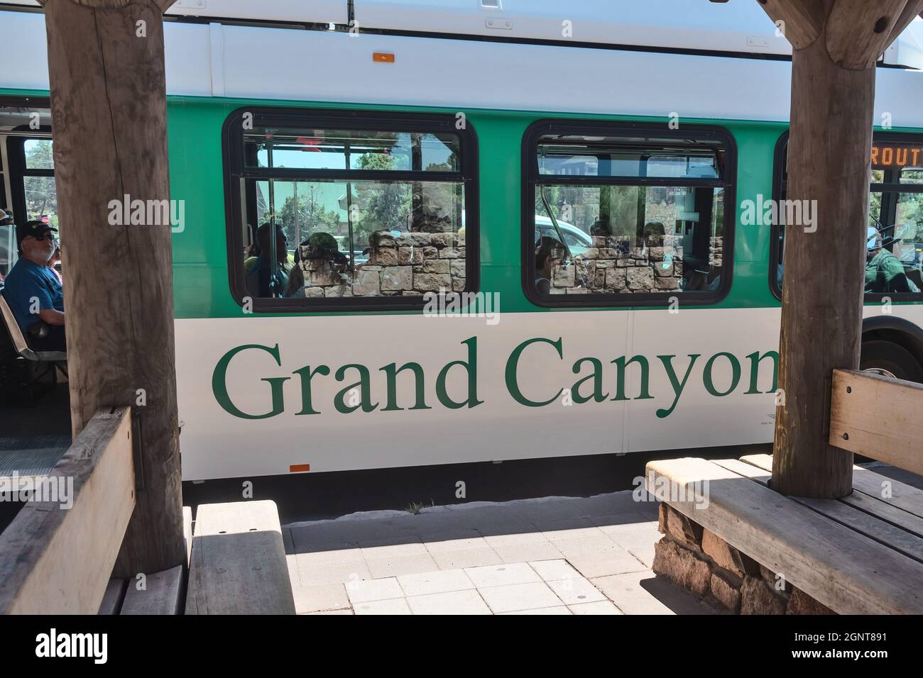 Grand Canyon National Park's free Shuttle bus, Arizona, USA Stock Photo ...