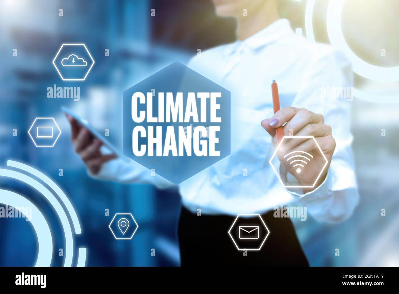 Handwriting text Climate Change. Concept meaning Increase in global ...