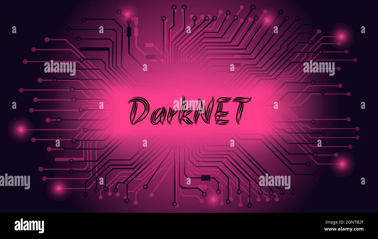 DarkNET text on dark red background with circuit board tracks. The dark ...