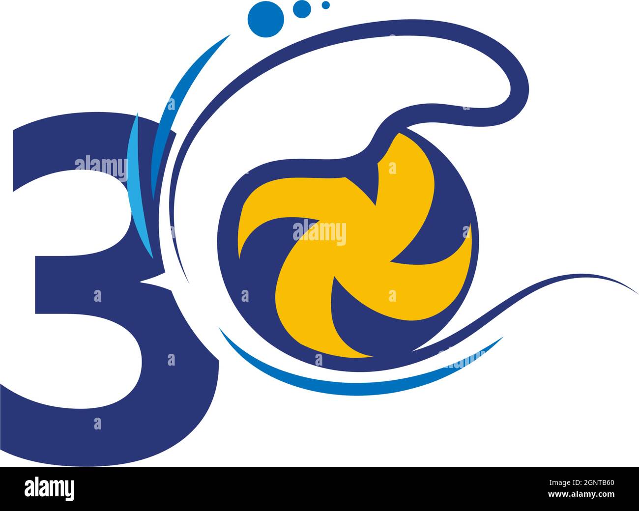 Number 3 logo and volleyball hit into the water waves Stock Vector ...