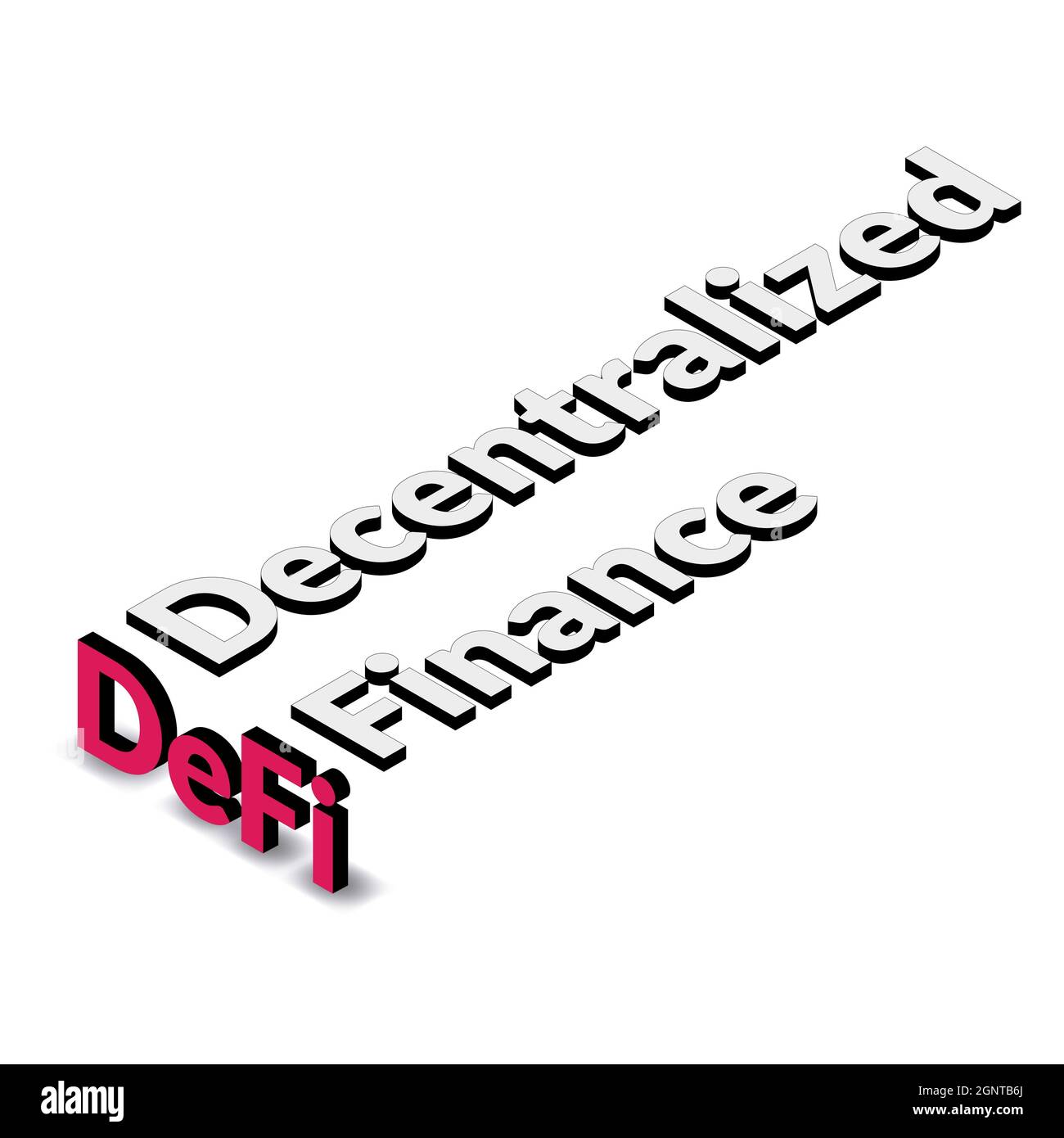 Defi decentralized finance, isometric text isolated on white background ...