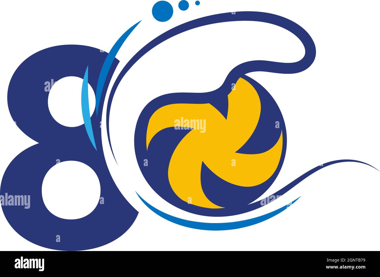 Number 8 logo and volleyball hit into the water waves Stock Vector ...