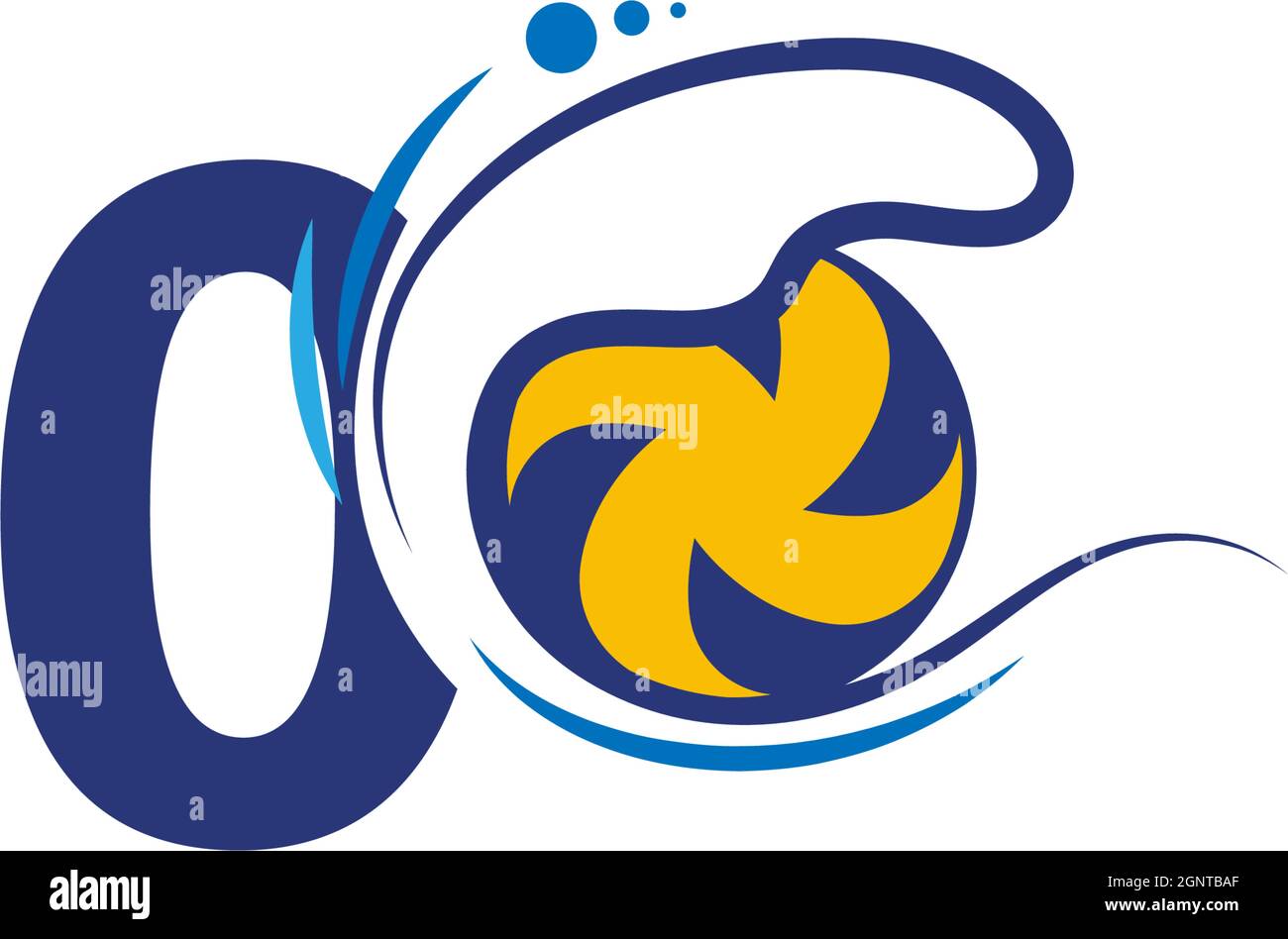 Number zero logo and volleyball hit into the water waves Stock Vector ...