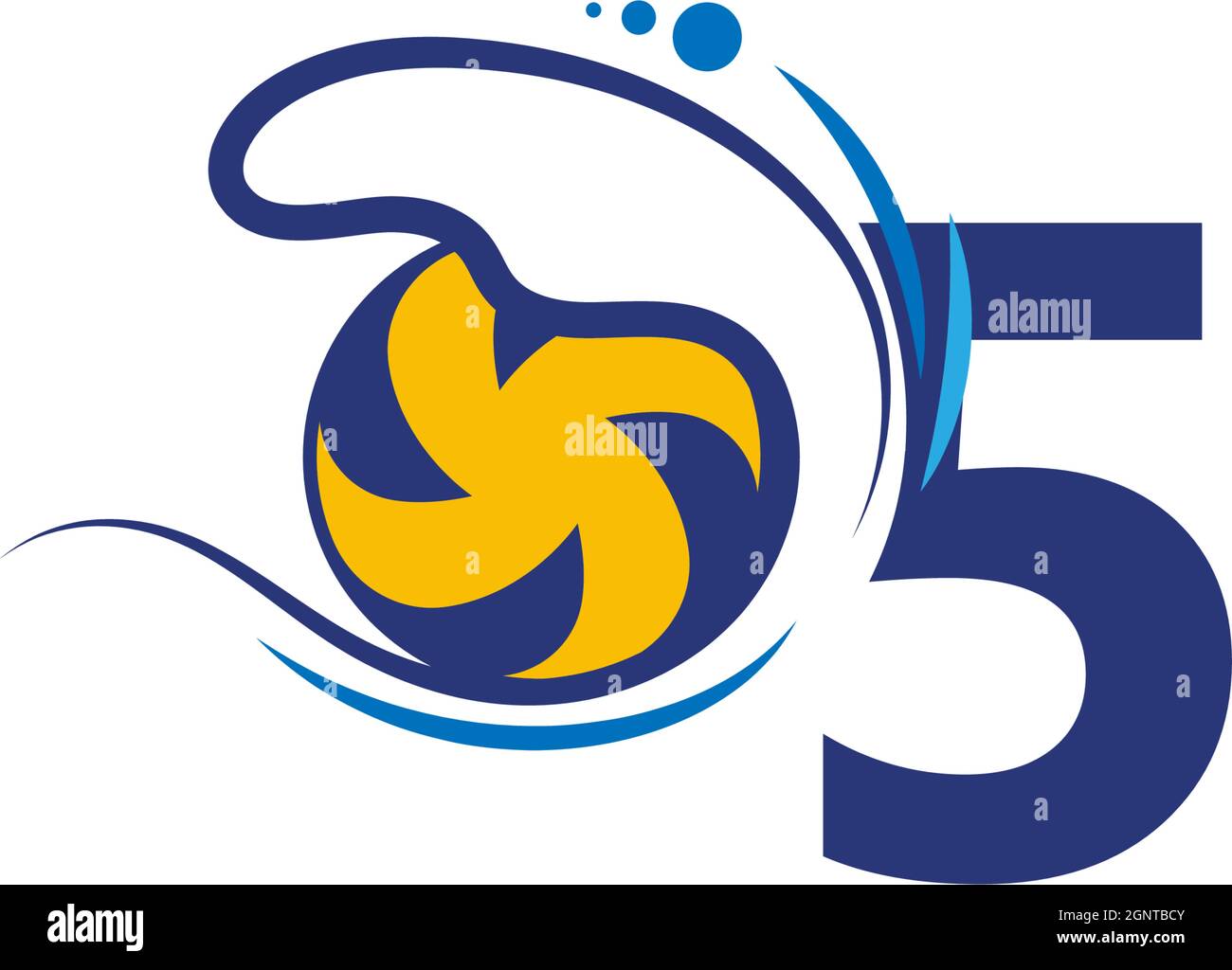 Number 5 logo and volleyball hit into the water waves Stock Vector ...