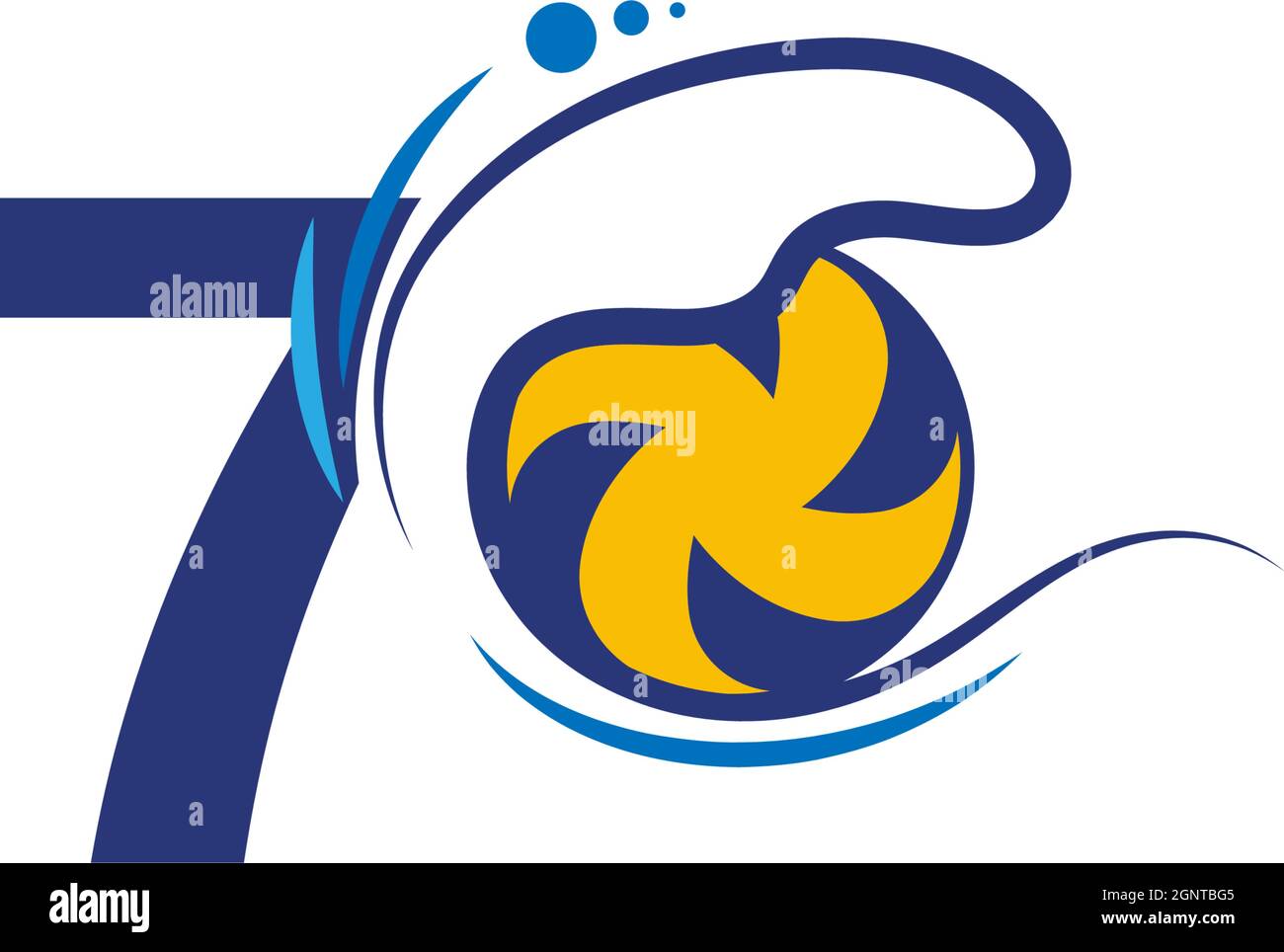 Number 7 logo and volleyball hit into the water waves Stock Vector ...
