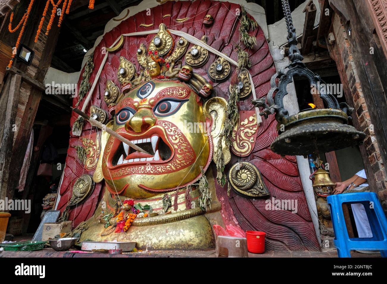 Kathmandu, Nepal - September 2021: Seto Bhairab mask in Kathmandu ...